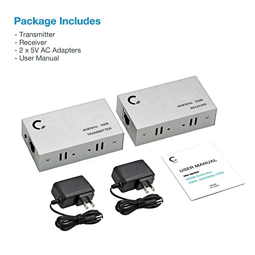 Expert Connect | 4K 330ft HDMI Extender Over Cat5e / Cat6 / Cat7 Ethernet Cable, 1080p, 3D