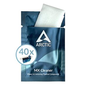 arctic mx cleaner (40 pieces) – cleaning wipes for removing thermal paste, 11.5 x 11.5 cm, biodegradable