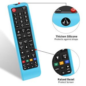 2Pack Silicone Protective Case Sleeve for Samsung LCD LED HDTV 3D Smart TV Remote,Samsung BN59-01199F BN59-01301A Remote Holder Skin,Shockproof Samsung Remote Bumper Back Covers-Glowblue Glowgreen