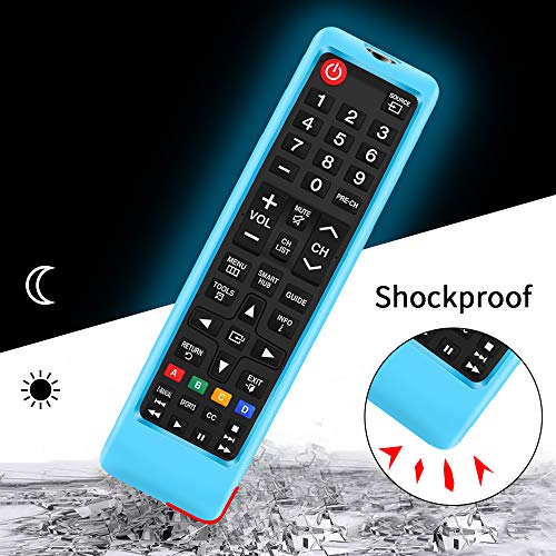 2Pack Silicone Protective Case Sleeve for Samsung LCD LED HDTV 3D Smart TV Remote,Samsung BN59-01199F BN59-01301A Remote Holder Skin,Shockproof Samsung Remote Bumper Back Covers-Glowblue Glowgreen