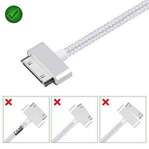 CABAX 3 Feet Replacement High Speed USB 2.0 Nylon Braided Sync and Charging Charger Cable Cord for Apple iPhone 4, 4s, 3G, 3GS, 2G, iPad 1/2/3 iPod Touch, iPod Nano - Silver