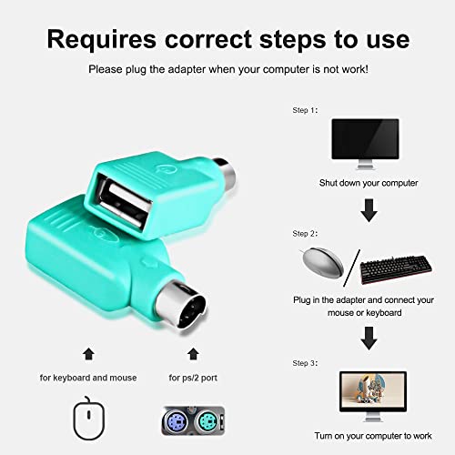 PS2 to USB Female,PS/2 Male Converter Changer Adapter for Keyboard Mouse 2pcs by Oxusbor(Notice:Can't Match All Motherboard,Have Matching Problem)