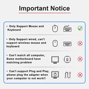 PS2 to USB Female,PS/2 Male Converter Changer Adapter for Keyboard Mouse 2pcs by Oxusbor(Notice:Can't Match All Motherboard,Have Matching Problem)