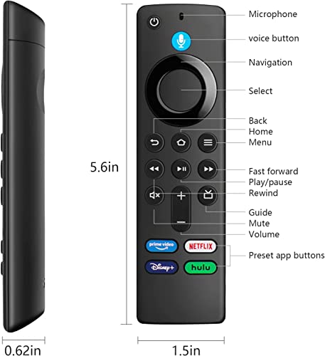 Fernanestal Replacement Voice Remote Control 3rd GEN L5B83G with Power, Volume Control for Fire TV Stick (2nd Gen,3rd Gen,Lite,4K), Fire TV Cube (1st Gen & 2nd Gen), Fire TV (3rd Gen,Pendant Design)