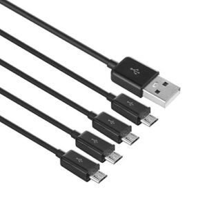 Micro USB Splitter Cable, Micro USB Multi Charging Cable, [4 in 1] Multi Micro USB Charger Cable, USB 2.0 Type A Male to Four Micro USB Male Adapter Support Both Data Sync and Charge (1.64ft, Black)