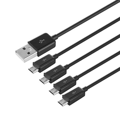 Micro USB Splitter Cable, Micro USB Multi Charging Cable, [4 in 1] Multi Micro USB Charger Cable, USB 2.0 Type A Male to Four Micro USB Male Adapter Support Both Data Sync and Charge (1.64ft, Black)