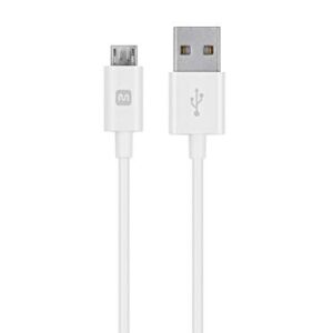 Monoprice USB-A to Micro B Cable - 3 Feet - White, Polycarbonate Connector Heads, 2.4A, 22/30AWG - Select Series