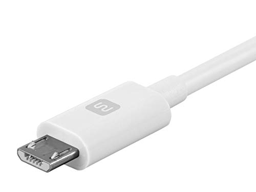 Monoprice USB-A to Micro B Cable - 3 Feet - White, Polycarbonate Connector Heads, 2.4A, 22/30AWG - Select Series