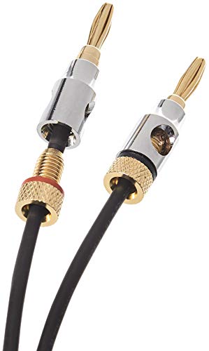 Amazon Basics 16AWG Speaker Cable Wire with Gold-Plated Banana Tip Plugs (4mm) - CL2 - 99.9% Oxygen Free - 6-Foot