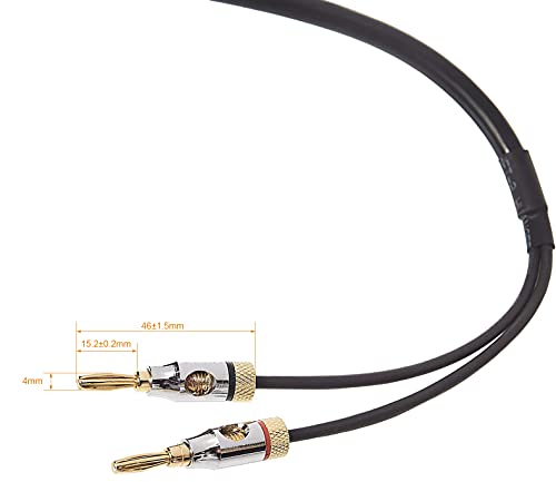 Amazon Basics 16AWG Speaker Cable Wire with Gold-Plated Banana Tip Plugs (4mm) - CL2 - 99.9% Oxygen Free - 6-Foot