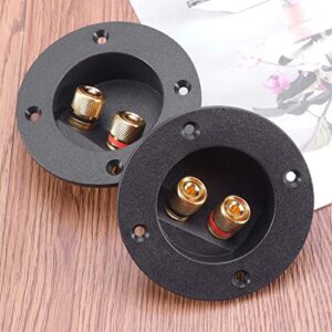 BLUECELL 1 Pair 3-Inch Double Binding Round Gold Plate Push Spring Loaded Jacks Speaker Box Terminal Cup