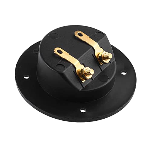 BLUECELL 1 Pair 3-Inch Double Binding Round Gold Plate Push Spring Loaded Jacks Speaker Box Terminal Cup