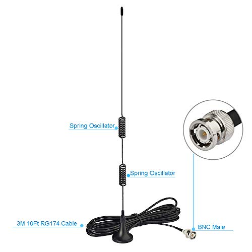 Bingfu VHF UHF Ham Radio Police Scanner Antenna Amateur Radio Mobile Radio Scanner Antenna Magnetic Base BNC Male Antenna Compatible with Uniden Bearcat Whistler Radio Shack Police Scanner Ham Radio