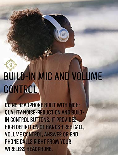 Gdine Bluetooth Headphone w/LED Light, Hi-Fi Stereo Deep Bass Bluetooth 5.0 Headphones, Noise Cancelling, Built-in Mic, Protein Earpads, Foldable & Comfortable Headset for Game, Travel, Home, Office