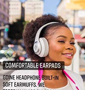 Gdine Bluetooth Headphone w/LED Light, Hi-Fi Stereo Deep Bass Bluetooth 5.0 Headphones, Noise Cancelling, Built-in Mic, Protein Earpads, Foldable & Comfortable Headset for Game, Travel, Home, Office