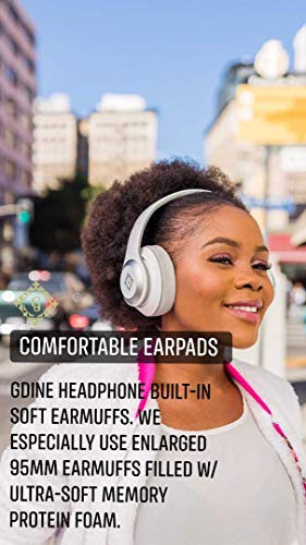 Gdine Bluetooth Headphone w/LED Light, Hi-Fi Stereo Deep Bass Bluetooth 5.0 Headphones, Noise Cancelling, Built-in Mic, Protein Earpads, Foldable & Comfortable Headset for Game, Travel, Home, Office