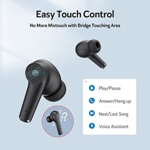 YYK Bluetooth Headphones Wireless Earbuds Touch Control Bluetooth 5.0 40H Playtime with Portable Mini Charging Case 4 Mic Call Noise Cancelling in-Ear Earphones for Sport Running Fitness Black