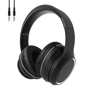 uowga active noise cancelling headphones, wireless over-ear bluetooth headphones, built-in microphone, fast charge 30h playtime deep bass, memory foam ear cups foldable, for work, travel, home black