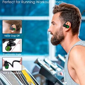 XLEADER Sport3 Pro - Wireless Sports Earbuds IPX7 Waterproof Bluetooth Earphones in Ear with Led Display Charging Case Noise Cancelling Deep Bass Earphones with Mic for Running Workout Gym Green