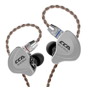 cca c10 inear headphones iem earbuds 4ba 1dd hybrid drivers, 5 drivers hifi inear monitors high resolution earphones(black no mic)