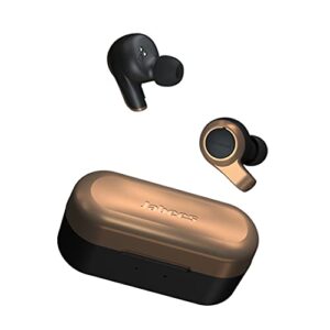 jabees] firefly vintage bluetooth wireless gaming earbuds – noise cancelling waterproof headphones with 4 mic for call & music – 40hr playtime with charging case, low latency, aptx, enc(bronze)