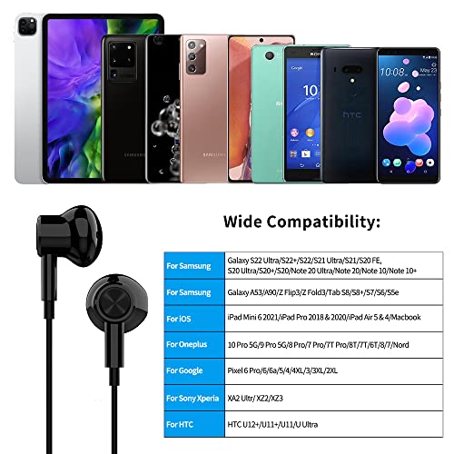 APETOO USB C Headphones for Samsung S22 S21, Type C Earphones HiFi Stereo USB C Wired Earbuds with Mic Magnetic in-Ear Headset for Galaxy S22+ S21 Ultra S20 FE Note 20,Pixel 6 5 4 3 XL