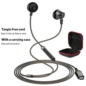 APETOO USB C Headphones for Samsung S22 S21, Type C Earphones HiFi Stereo USB C Wired Earbuds with Mic Magnetic in-Ear Headset for Galaxy S22+ S21 Ultra S20 FE Note 20,Pixel 6 5 4 3 XL