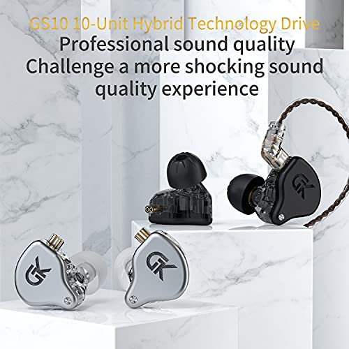 in Ear Earbuds Wired GK GS10 4BA+1DD Hybrid IEM Earphones with Detachable Cables, HiFi Professional Stereo Bass Noise Canceling Headset for Sports Singers Musicians Gaming Audio Engineer