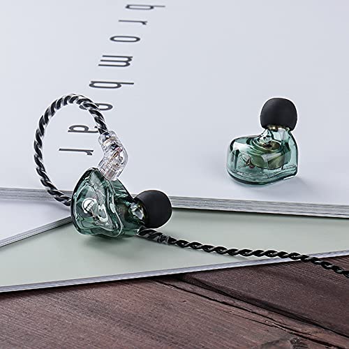 in Ear Monitor Earphones 10mm Dynamic Hybrid Wired Earbuds IEM Earphones with 2 Pin Cable Improve Music Quality HiFi Stereo Earbuds Fashion Noise-Isolating Earbuds for Gaming & Music Green with Mic