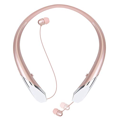 Bluetooth Headphones Retractable Earbuds Wireless Neckband Headset Sports Noise Cancelling Stereo Earphones with Mic