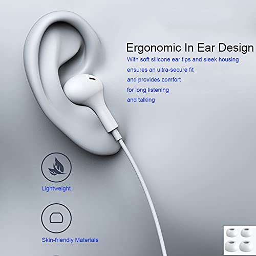 Earbuds Wired in-Ear Headphones Magnetic Earphone with Microphone for Samsung Galaxy A03s A12 A13 A52 A22 A32 A02 A42 5G A11 A21 A31 A51 A71 A10e S10 S9 Plus Note 9 Moto E Blu G91 Pro LG Phone