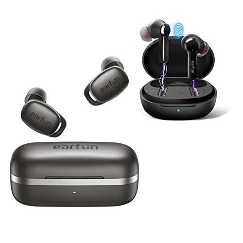 EarFun Air Pro 2 Hybrid Active Noise Cancelling Wireless Earphones, Bluetooth 5.2 Headphones with Mics and EarFun Free Pro 2 Hybrid Active Noise Cancelling Bluetooth 5.2 Earphones with 6 Mics, Stereo