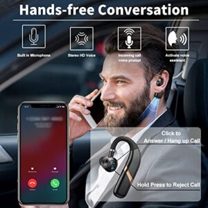 WESADN Bluetooth Headset Wireless Earbuds Cell Phones Earpiece Bluetooth Headphones in Ear with Microphone 48H Talk Time IPX7 Waterproof Earphones for Trucker Driving Business Running Office