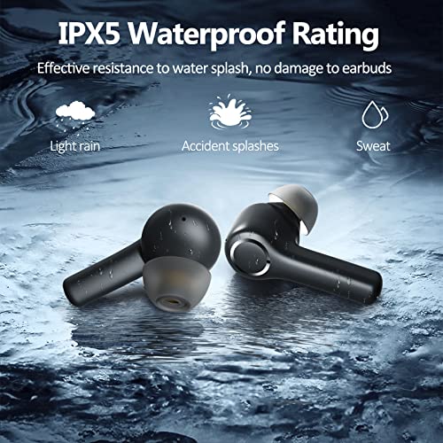 Yunerz Bluetooth 5.2 TWS True Wireless Earbuds for iPhone & Android, ENC IPX5 Waterproof Ear Buds with Wireless Charging Case, Stereo Sound and Built-in 4 Microphones, Gifts for Fathers Men Women