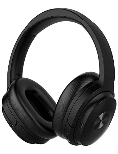 meidongg SE7 Active Noise Cancelling Headphones Bluetooth Headphones Wireless Headphones Over Ear with Microphone/Aptx, Comfortable Protein Earpads, 30 Hours Playtime for Travel/Work, Black