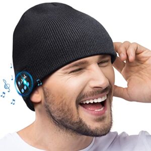 hanpure bluetooth beanie mens women gifts, stocking stuffers bluetooth headphones beanie black