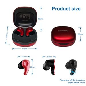 Soiedroo Red Bluetooth Wireless Earbuds Deep Bass Headphone with Dual Mic, CVC8.0 Noise Cancelling Earphone 3D Stereo Sound,Crystle Clear Phone Call Voice with Wireless Fast Charging…