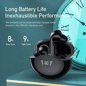 KENKUO Wireless Earbuds with LED Digital Display Charging Case, Dual Dynamic Drivers Wireless Earphones with 40Hours Playtime for Android iOS Cell Phone Computer Laptop, Black