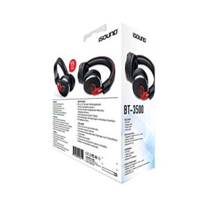 iSound Audio Isound BT-3500 Wireless Headphones with Mic and Music Contrls- 40mm Drivers Up to 15HRS Play Time, Red/Black