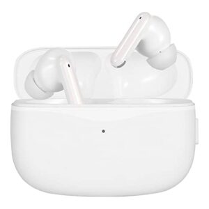 gq one noise cancelling wireless earbuds, in-ear headphones, touch control, bluetooth 5.3 ip55 waterproof, wireless charging, built triple mic, 35h playtime, for iphone & android sweat resistant white