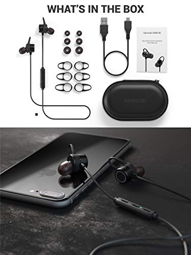 Bluetooth Earbuds Wireless Magnetic Headset Sport Earphones for Running IPX7 Waterproof Headphones 10 Hours Playtime High Fidelity Stereo Sound and Noise Cancelling Mic 1 Hour Recharge Black