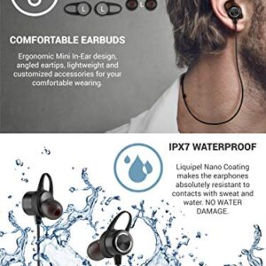 Bluetooth Earbuds Wireless Magnetic Headset Sport Earphones for Running IPX7 Waterproof Headphones 10 Hours Playtime High Fidelity Stereo Sound and Noise Cancelling Mic 1 Hour Recharge Black