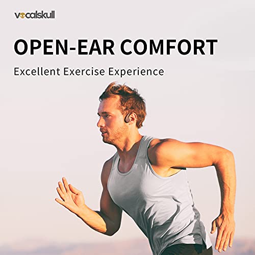 VOCALSKULL Bone Conduction Wireless Bluetooth Headphones Open Ear Sport Headphones with Built-in Mic Sweat Resistant Headset Deep Base Sound for Running Cycling Climbing Driving