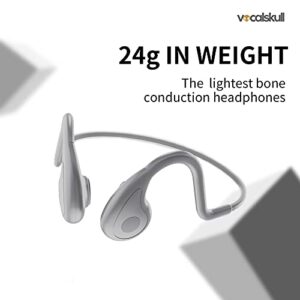 VOCALSKULL Bone Conduction Wireless Bluetooth Headphones Open Ear Sport Headphones with Built-in Mic Sweat Resistant Headset Deep Base Sound for Running Cycling Climbing Driving