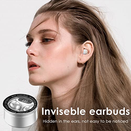 Xmenha Smallest Invisible Earbuds Wireless Bluetooth Secret Hidden Headphones for Work Small Tiny Ear Buds for Sleeping Music Comfort Mini Sleep Earbuds for Side Sleepers White