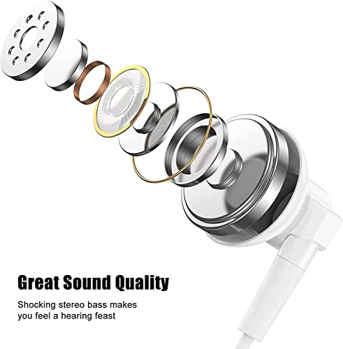 Bluetooth Headphones Wireless Earbuds for iPhone/Android, Noise Cancelling Immersive Waterproof Wireless Earphones with Charging Case Compatible with iPhone 14/13/12/11/SE/X/8/7/iPad/Android - White