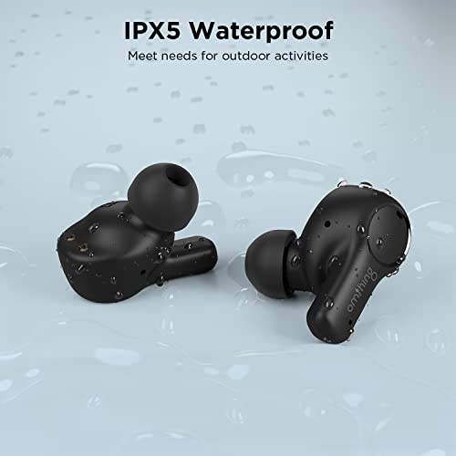 omthing Wireless Earbuds Bluetooth 5.2, in-Ear Headphones with 4 ENC Mics for Clear Call, 7mm Dynamic Driver, IPX5 Waterproof, 23h Playtime, Black