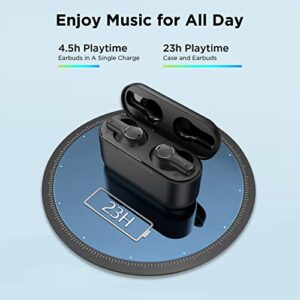 omthing Wireless Earbuds Bluetooth 5.2, in-Ear Headphones with 4 ENC Mics for Clear Call, 7mm Dynamic Driver, IPX5 Waterproof, 23h Playtime, Black