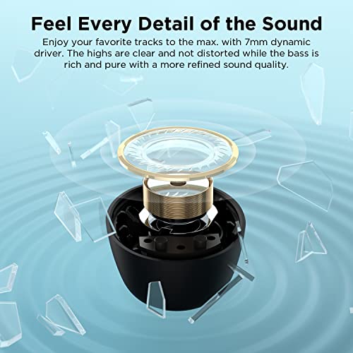 omthing Wireless Earbuds Bluetooth 5.2, in-Ear Headphones with 4 ENC Mics for Clear Call, 7mm Dynamic Driver, IPX5 Waterproof, 23h Playtime, Black