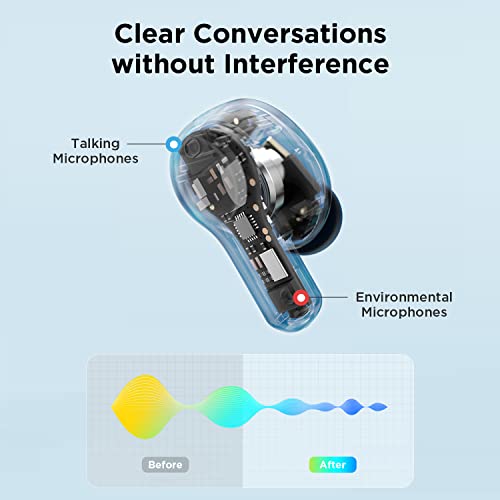 omthing Wireless Earbuds Bluetooth 5.2, in-Ear Headphones with 4 ENC Mics for Clear Call, 7mm Dynamic Driver, IPX5 Waterproof, 23h Playtime, Black